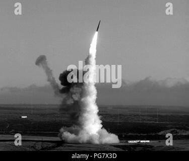 A Minuteman III intercontinental ballistic missile is launched from a ...
