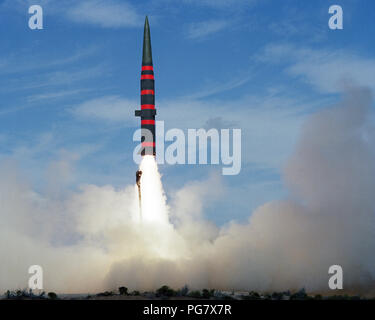 An MGM-31A Pershing 1a missile is fired from a launch pad at the ...