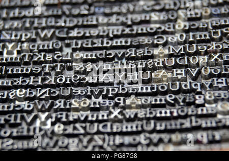 Arrangement of old style printing types Stock Photo - Alamy