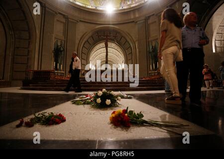 People visiting the tomb of Franco in Valley of the Caidos, monument ...