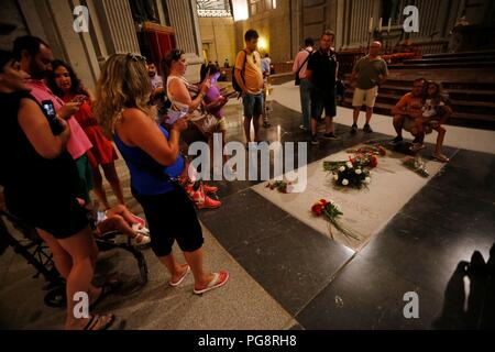 People visiting the tomb of Franco in Valley of the Caidos, monument ...