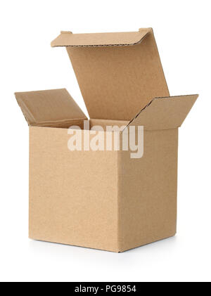 Cardboard brown box open, for design layout Stock Photo - Alamy