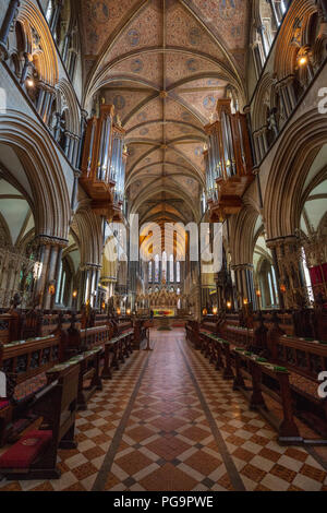 The nave of Worcester Cathedral, Worcester, Worcestershire, England, UK ...