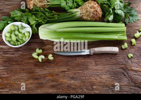 Fresh celery. Top view. Local organic food Stock Photo - Alamy