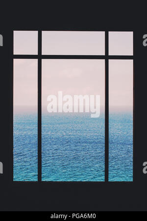 The beautiful seascape through the window Stock Photo - Alamy