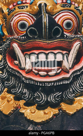 Closeup Of Detailed And Colorful Carved Balinese Temple Guardian ...