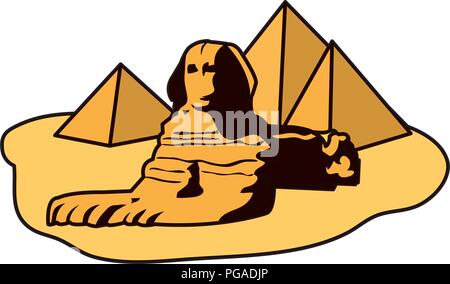 color giza egypt sculpture architecture pyramids Stock Vector Image ...