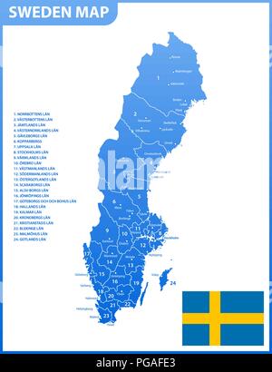 Sweden Political Map with capital Stockholm, national borders Stock ...