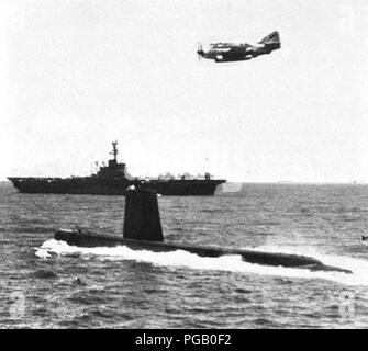 Australian Gannet flies over USS Catfish (SS-339) in 1962 Stock Photo ...