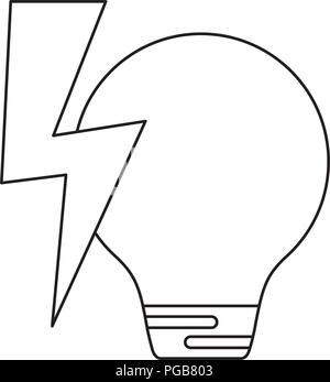 light bulb and thunder over white background, vector illustration Stock ...