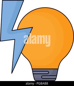 light bulb and thunder over white background, vector illustration Stock ...
