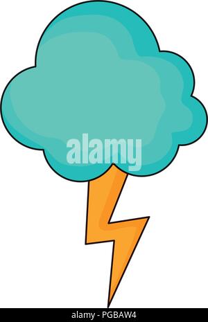 cloud and bolt icon over white background, vector illustration Stock ...