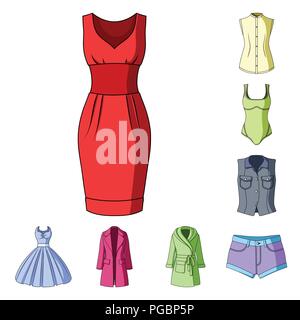 Vector set of cartoon clothes. Dresses, shirts and pants. outline Stock ...