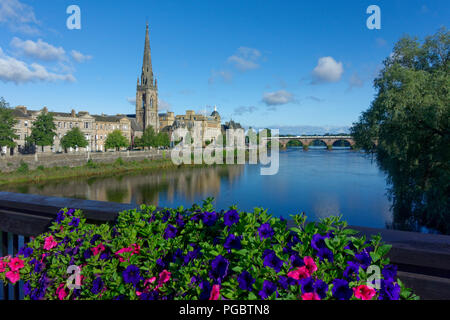 A view of Tay Street and St. Mathews Church, Perth, Scotland Stock ...