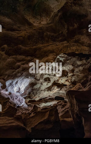 Inside Wind Cave National Park on a cave tour looking at the cave ...