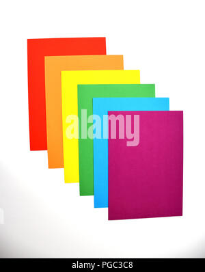 Colored a4 sheets on white background red color Stock Photo - Alamy
