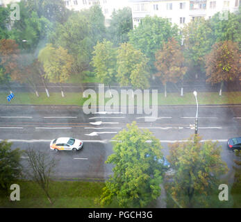 Traces of dried drops of dirty water on the glass Stock Photo - Alamy