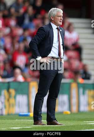 Southampton manager Mark Hughes gestures on the touchline during the ...
