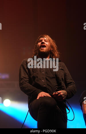 Caleb Shomo of Beartooth performing live on the Pit/Lock Up Stage at ...