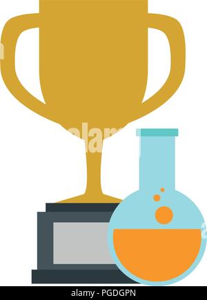 laboratory tube test flask with trophy cup vector illustration design ...