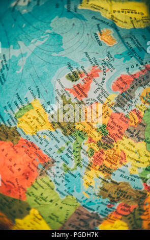 Globe map focused on Europe. France, Germany, Greece, Spain, Italy. Map ...