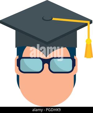young man student head with hat graduation Stock Vector Image & Art - Alamy