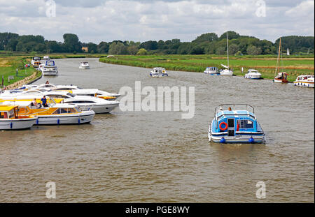 A view of the River Bure and the Acle Bridge road crossing on the ...