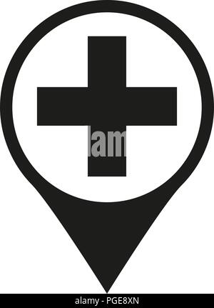 map pointer icon with cross hospital symbol position Stock Vector Image ...