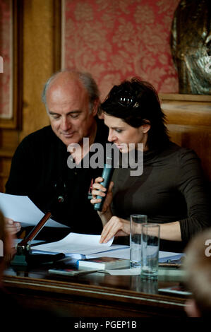Actors Herbert Flack and Francesca Vanthielen reading excerpts of the ...