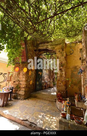 Traditional Cretan store in Old Hersonissos village, Crete, Greece ...