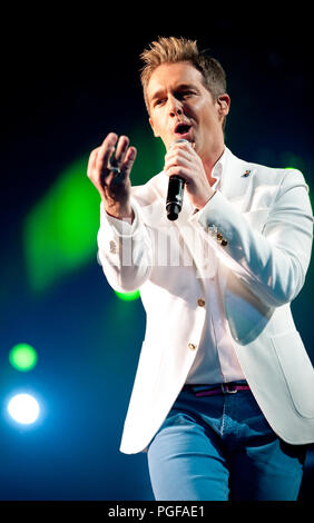 Flemish singer Christoff in concert at the Schlagerfestival in Hasselt ...