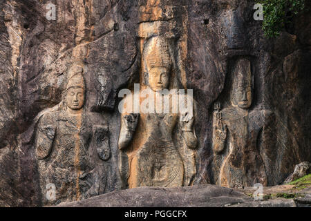 Buduruwagala temple with well preserved carvings on the wall in ...