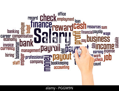 Paycheck word cloud and hand writing concept on white background Stock ...