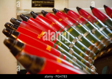 6 inch (152 mm) artillery shells for guns of World War II cruiser Stock ...