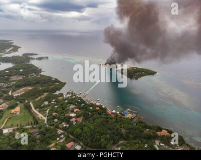 Disaster Fire On Small Caribbean Island Stock Photo - Alamy