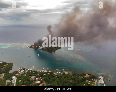 Disaster Fire On Small Caribbean Island Stock Photo - Alamy