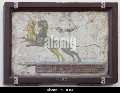 Panther depicted in the Roman fresco from the Villa of Cicero (Villa di ...