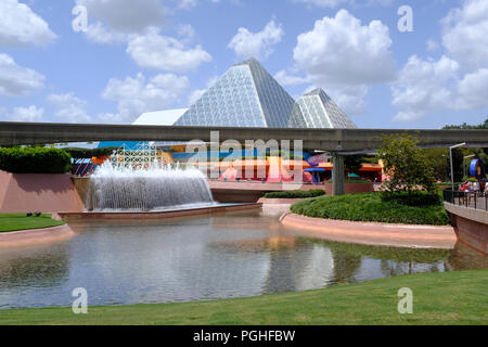 Florida,Orlando Disney World Epcot Center Geodesic Dome monorail Stock ...