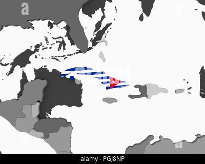 Cuba on gray political globe with embedded flag. 3D illustration Stock ...