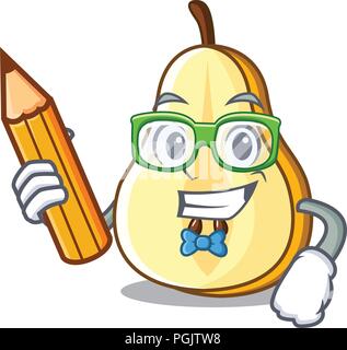 Geek slice of ripe green pear character vector ilustration Stock Vector ...