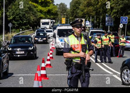 Sign with the logo of the Bavarian State Police, Landespolizei, Germany ...