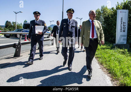 Sign with the logo of the Bavarian State Police, Landespolizei, Germany ...