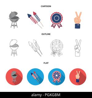 Barbecue, salute, voting ebblema, victory. The patriot day set ...