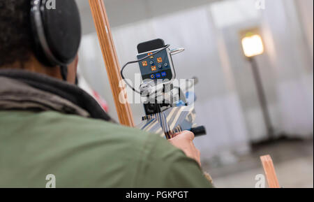 A specially equipped shooting target for blind marksman at a ...