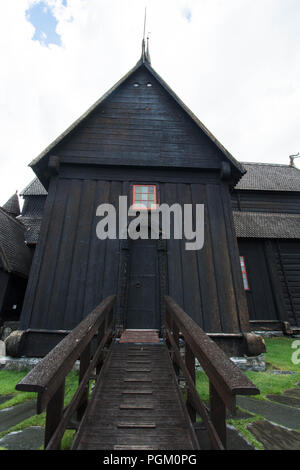 Lillehammer Church Norway with spire and wood spooky style type wooden ...