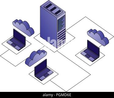cloud computing laptops dataserver center transfer connection Stock ...