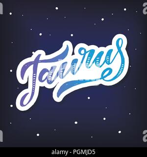 Taurus lettering Calligraphy Brush Text horoscope Zodiac sign ...