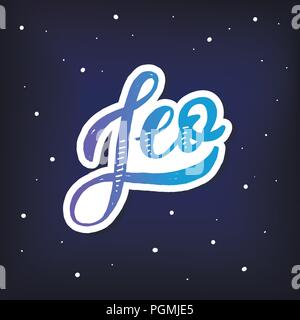 Leo lettering Calligraphy Brush Text horoscope Zodiac sign illustration ...