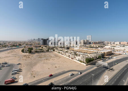View over the low-rise Al Barsha district in Dubai, United Arab ...