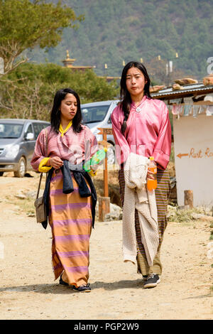 TRIMPHU, BHUTAN - MAR 8, 2017: Unidentified Ngalops men in traditional ...